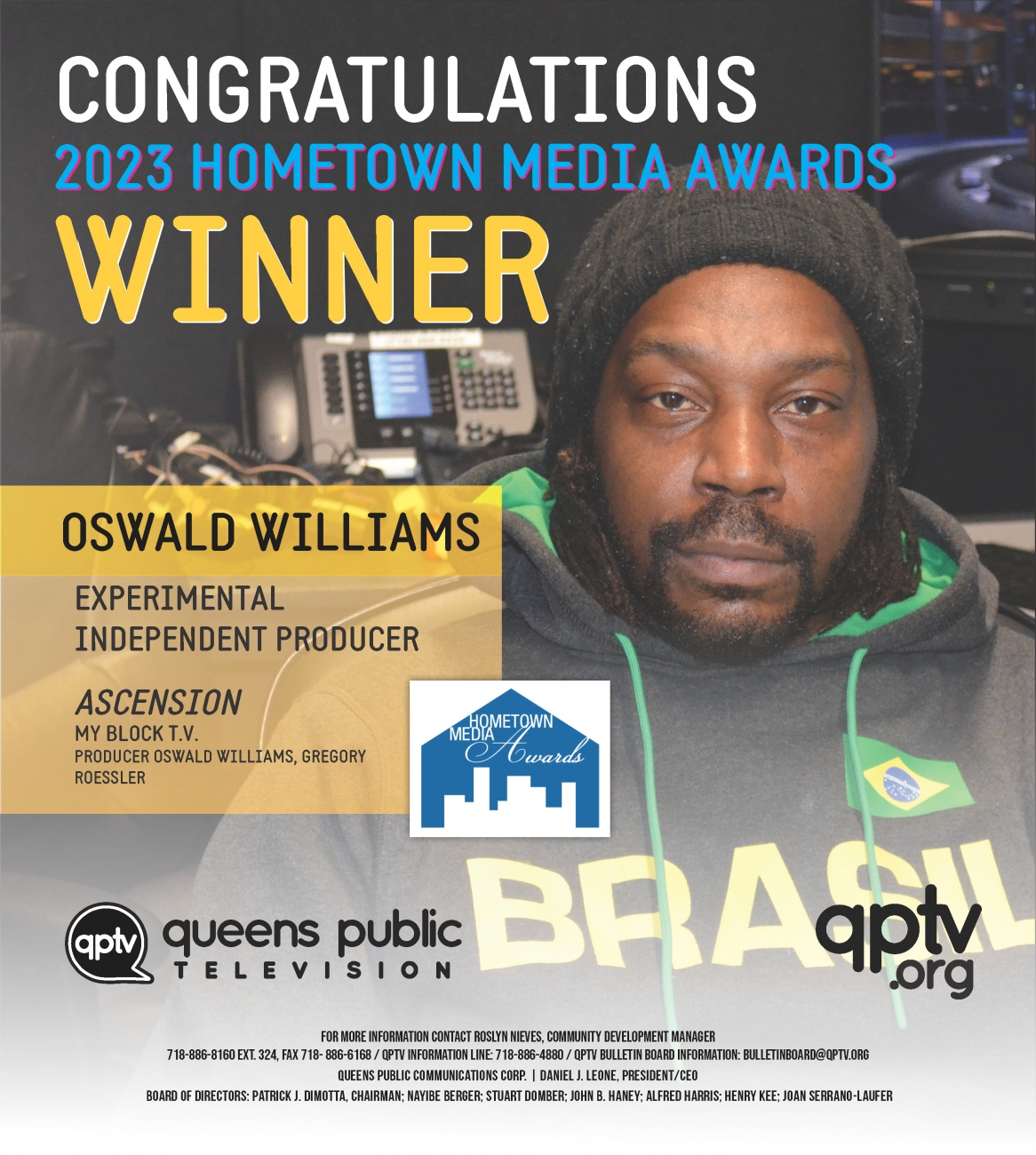Oswald Williams: ACM Award Winner 2023 | Queens Public Television